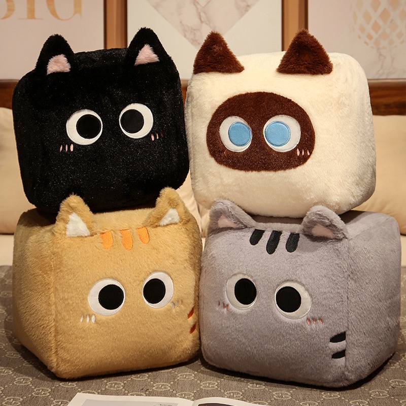 20/30/40cm Anime Tofu Cube Cat Plush Throw Pillow Toys Cartoon Soft ...