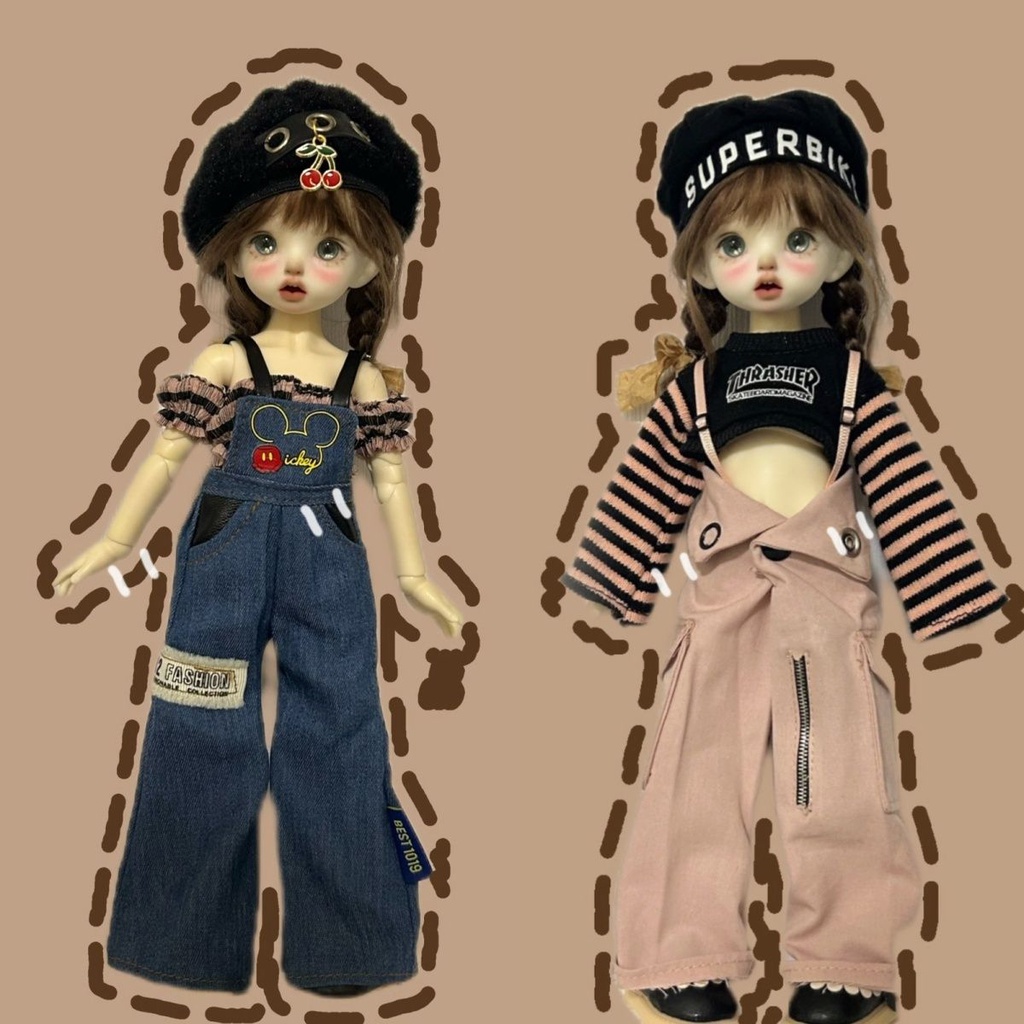 bjd 1/6 doll clothes suit sweater top suspender pants overalls jeans ...