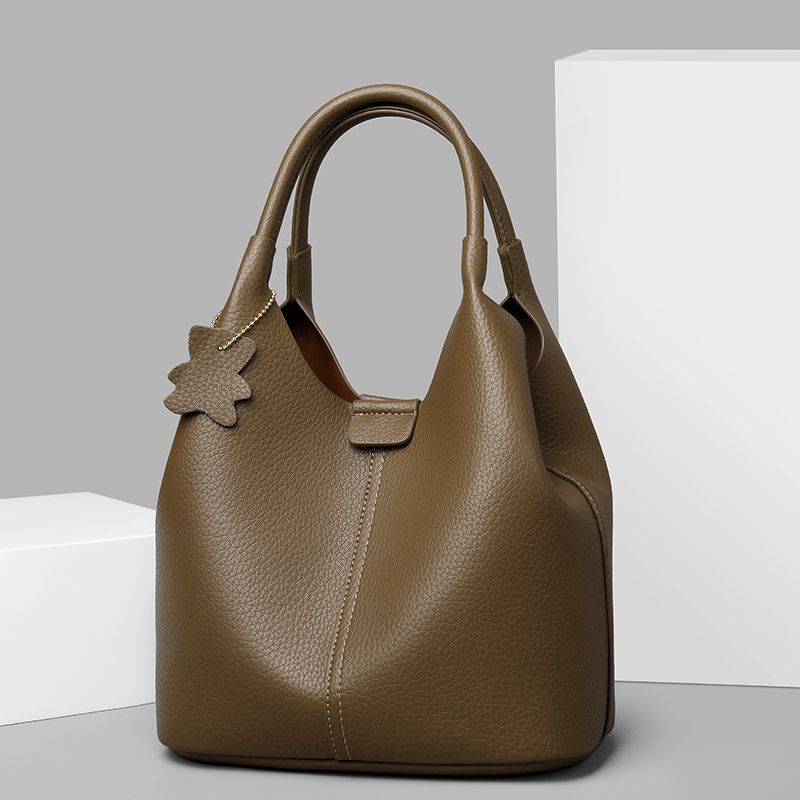 New Cowhide Handbags for Women Shoulder Cross Body Bucket Bag | Shopee ...