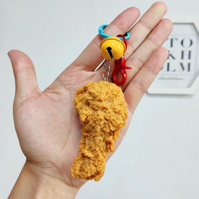Simulation Fried Chicken Leg French Fries Keychain Mini Fun Pendant ...