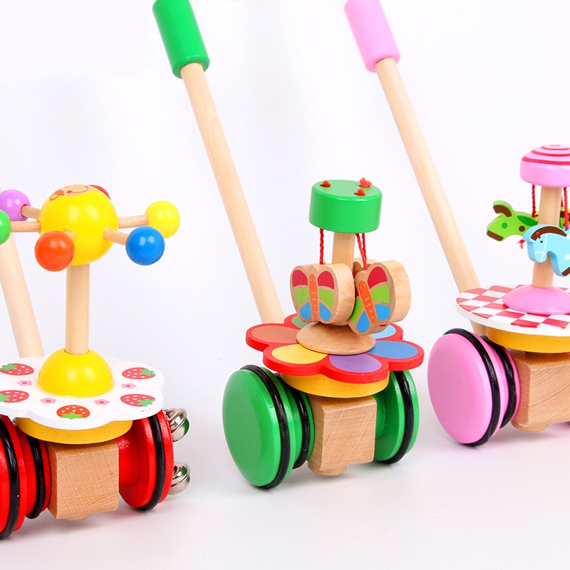 Toddler Trolley Wooden Push Push Toys 1 to 2 Years Old Baby Educational ...