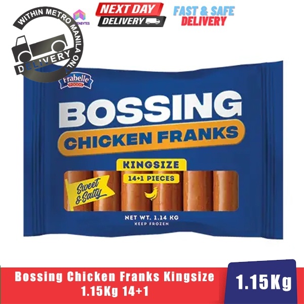 Frabelle Bossing Chicken Franks Kingsize 1.15Kg 14+1 | Shopee Philippines