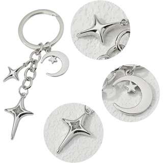 Punk Star Moon Metal Key Rings Y2K Metal Key Chain For Men Women Bag ...