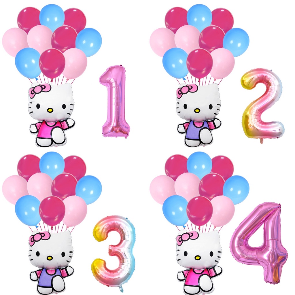 Hello Kitty Balloon Set Macaron Pink Balloon Rose Red Latex Balloons ...