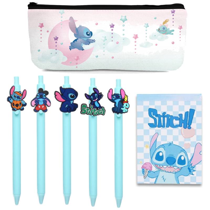 Stitch School Supplies Set with Pencil Cse, Black Ink 0.5mm Gel Pen ...