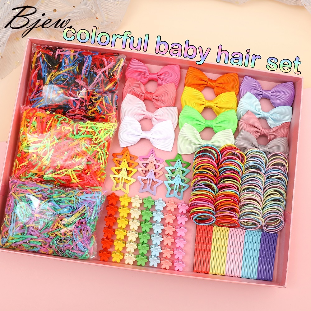 860pcs/bag Colorful Baby Kids Hair Set Pony Tail for Kids Star Bow Hair ...