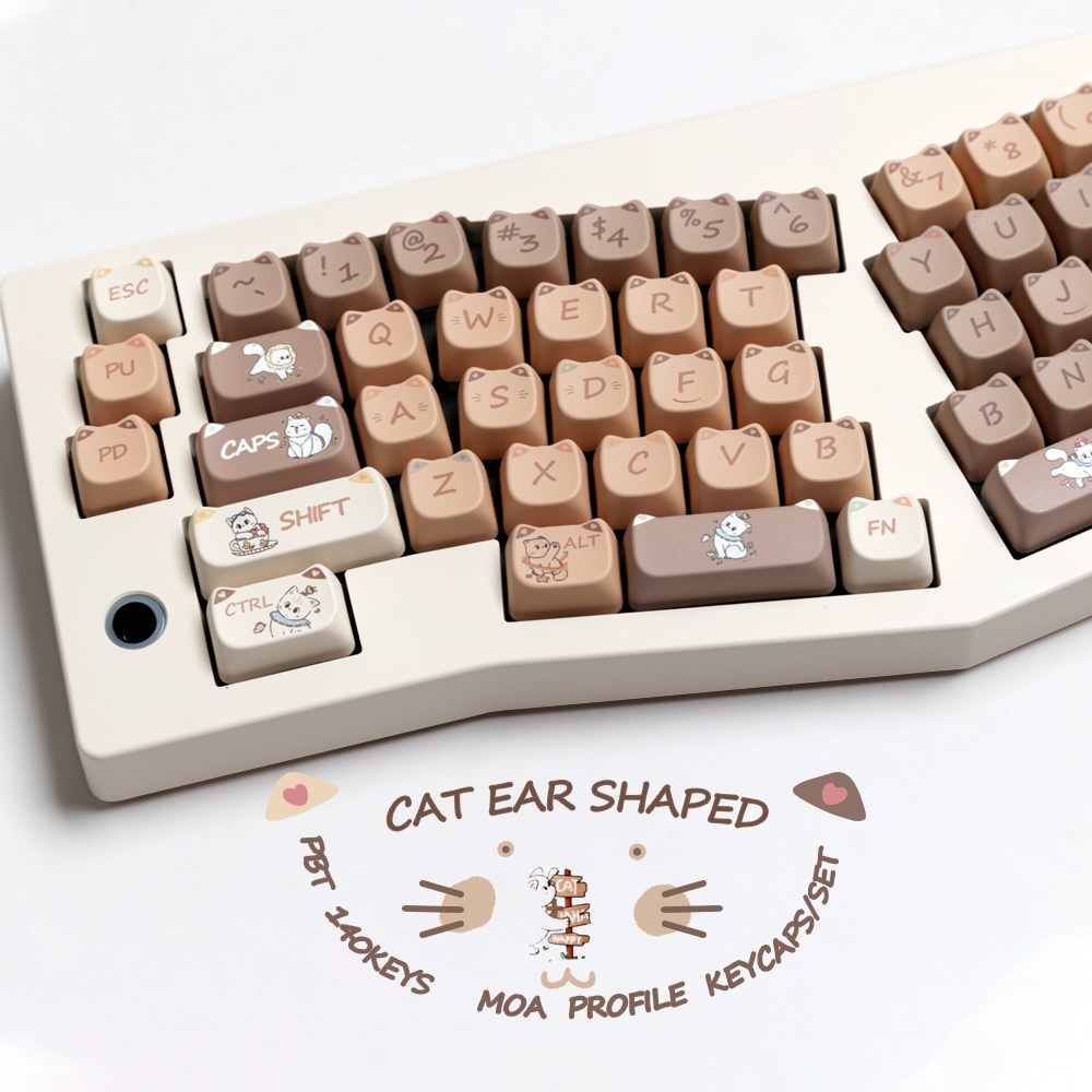 Cat Ear Shape Naughty Cat Keycaps 140Keys/Set MAO Profile PBT ...