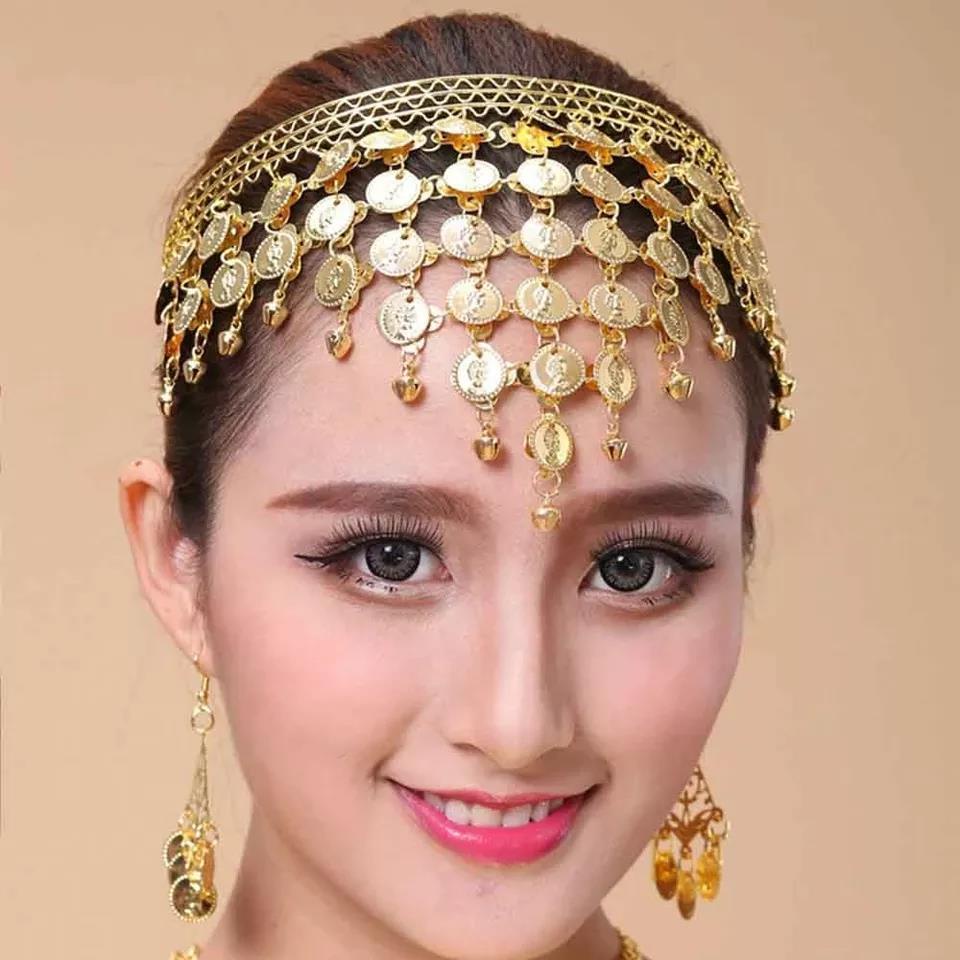 SALANGHANDA Boho style coin fringe headpiece gold metal headband ...