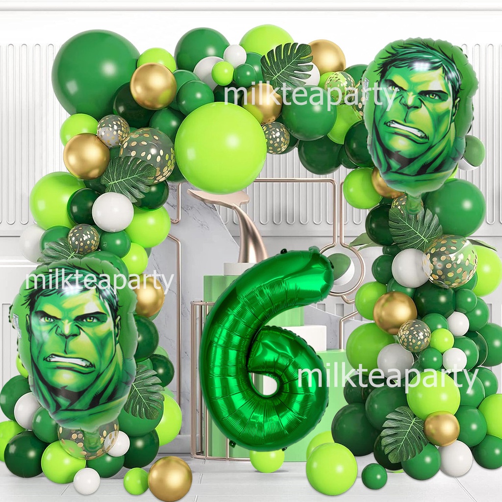 Superhero Theme Hulk Balloon Garland Arch Kit 32inch Number Balloon ...