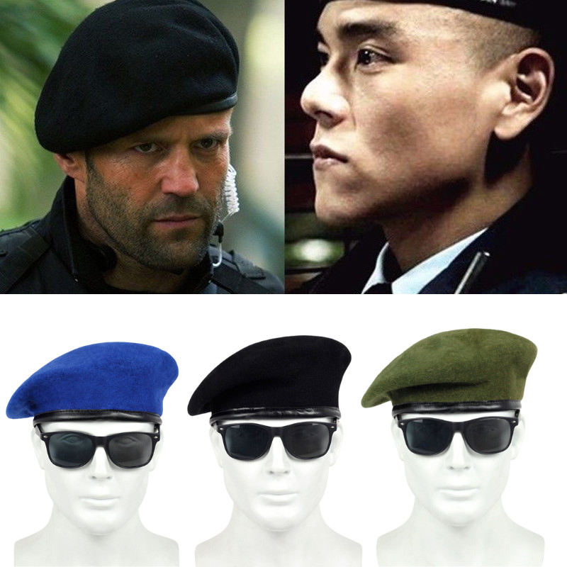 Army beret hat for men Vintage Solid Color Adjustable Breathable ...