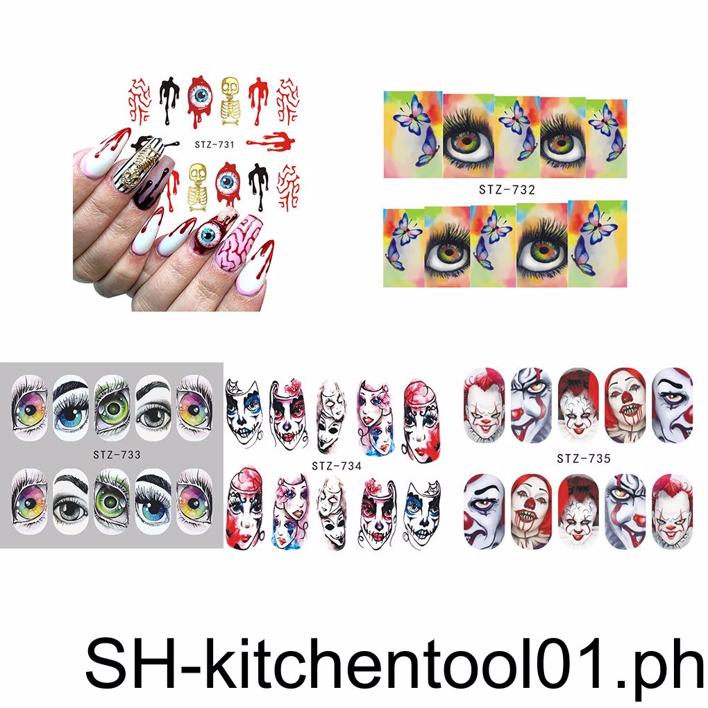 1/4 Watermark Sticker Tatoos Halloween Colorful Eyes Skull Element ...