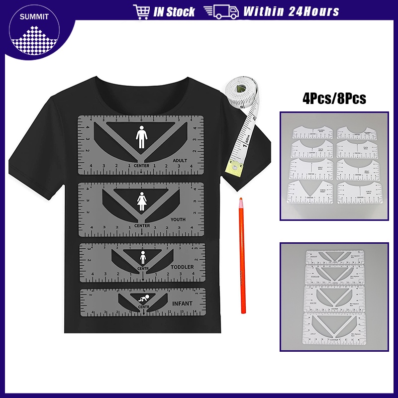 4/8pcs T-Shirt Ruler Guide for Guiding T-Shirt Design Tool Set for ...