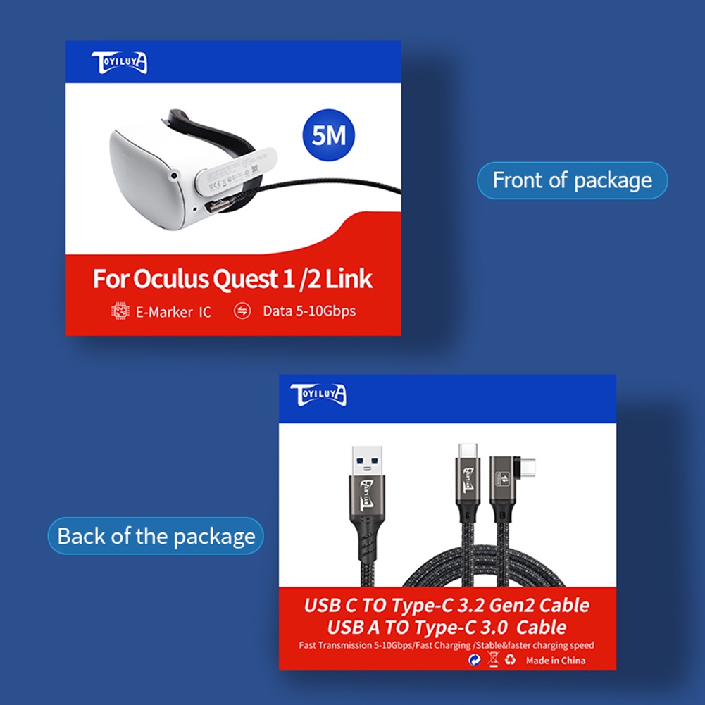 For Meta Quest Pro/Oculu Quest 2 5m 5/10Gbps PD100W Data Transmission ...
