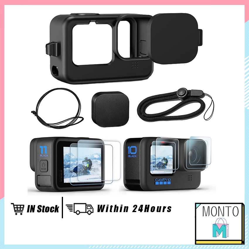 GoPro Silicone Case Shock-proof Protect Cover with Lanyard and Lens ...