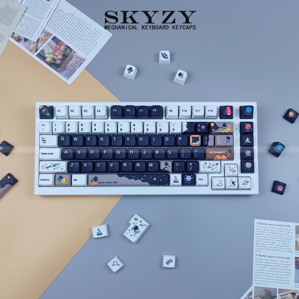 Astronaut Keycaps SDA Profile Black Space Cartoon PBT Dye Sub ...