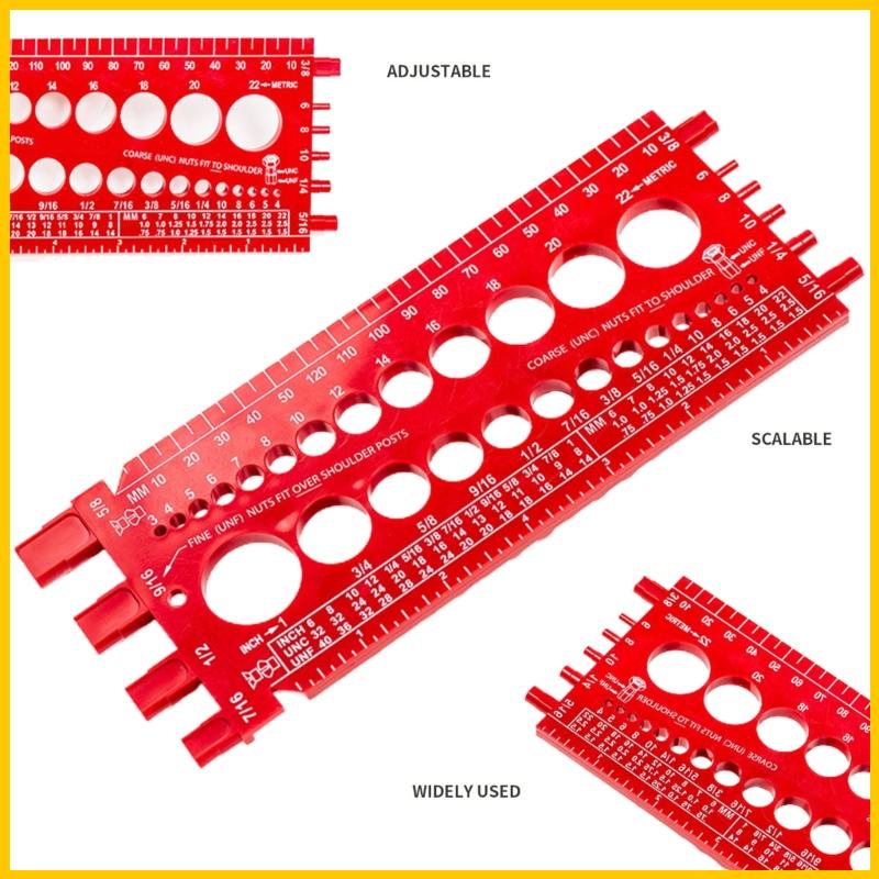 Zone Bolt and Nut Gauge Screws Square Size Measuring Ruler Checker Inch ...