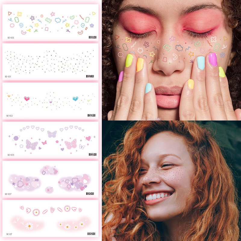 Blush makeup stickers Love Star Tattoo Sticker Cute Girl Face Sticker ...