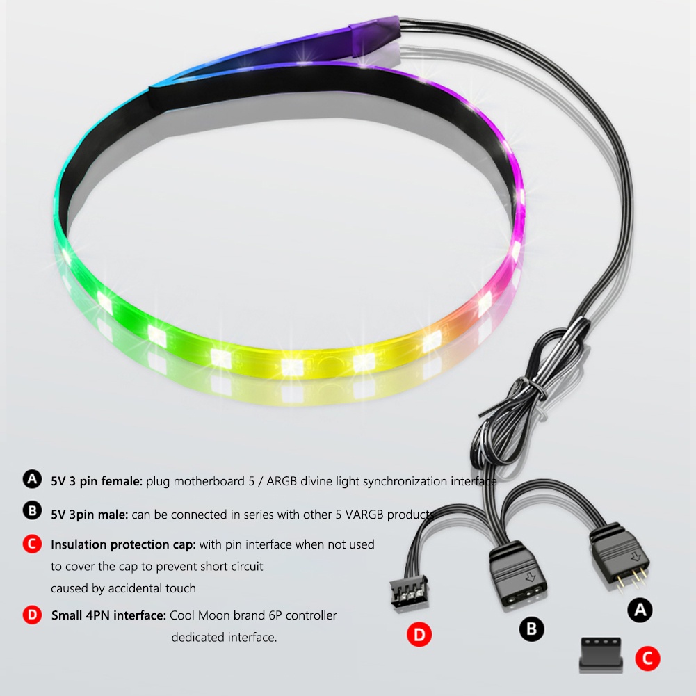 COOLMOON RGB Gaming LED Strip Light 5V ARGB Line for Aura Sync ...