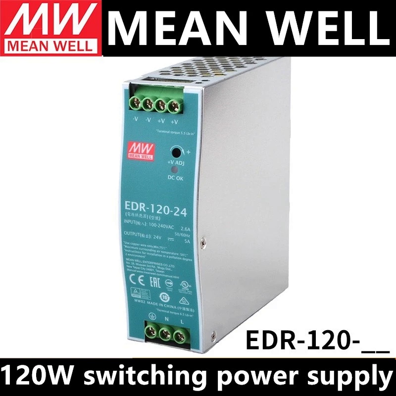MEAN WELL Industrial Din Rail Mounted 120W Slim Single Output Switching Power Supply EDR-120-12 ...