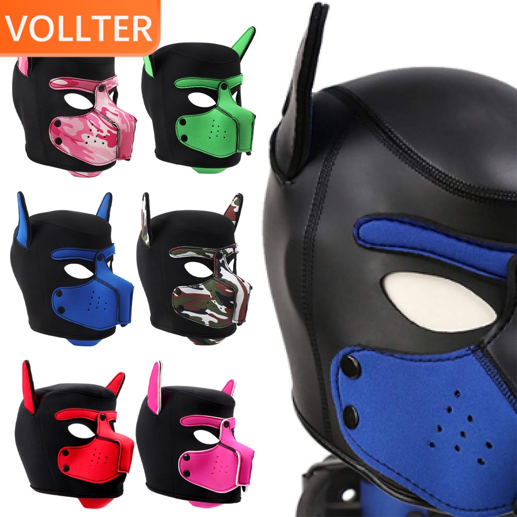 Neoprene Puppy Hood Mask Cosplay Easy To Wear Full Face Pup Hood ...