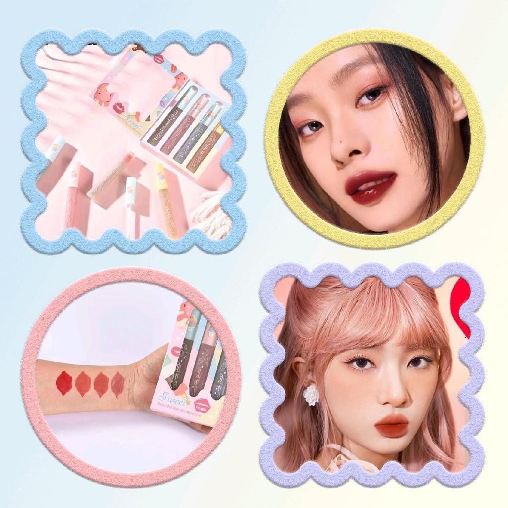 MATTE LIP GLOSD ICE CREAM SET 4PCS ASSORTED SHADES HIGH PIGMENTATION ...