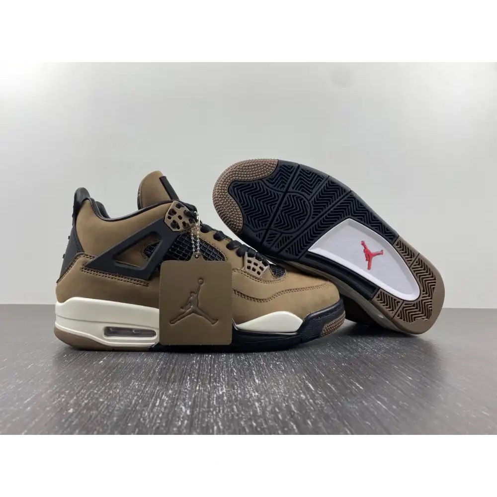 Travis Scott x Air Jordan 4 Olive Grey/Black Basketball Shoe | Shopee ...