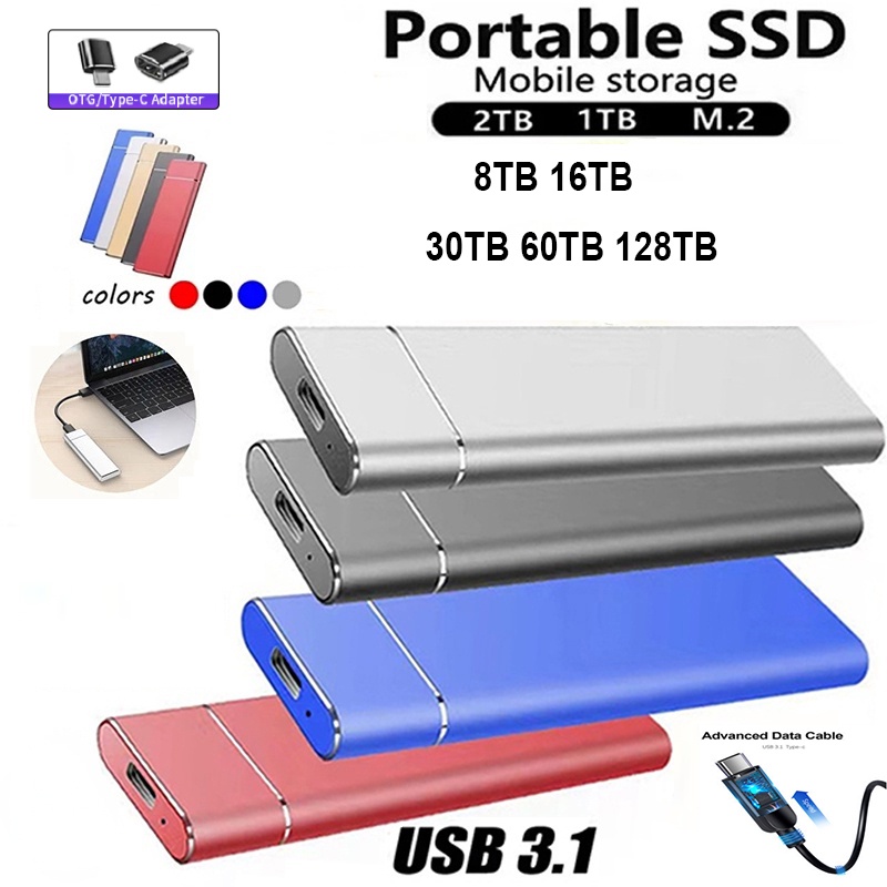 High-speed 128TB SSD Portable External 2TB 8TB 16TB 30TB 60TB Solid ...