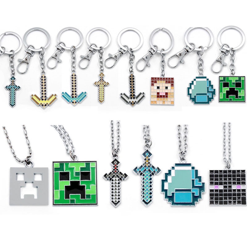 Minecraft Mini Keychain Ornaments Diamond Sword Creeper Keychain ...