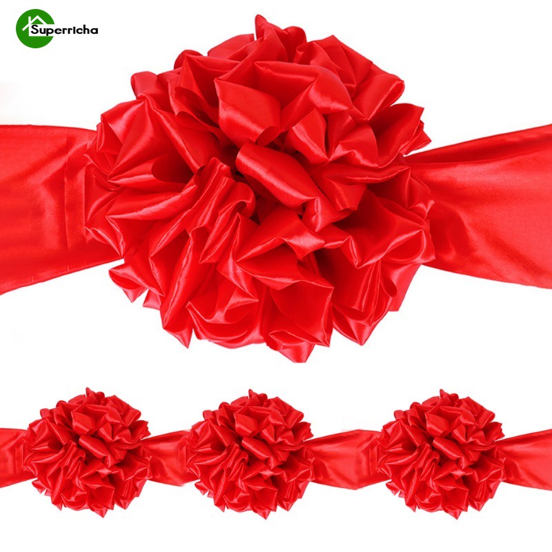 Wedding Celebration Door Housewarming Satin Red Flower Ball / Multi-Purpose Celebration ...