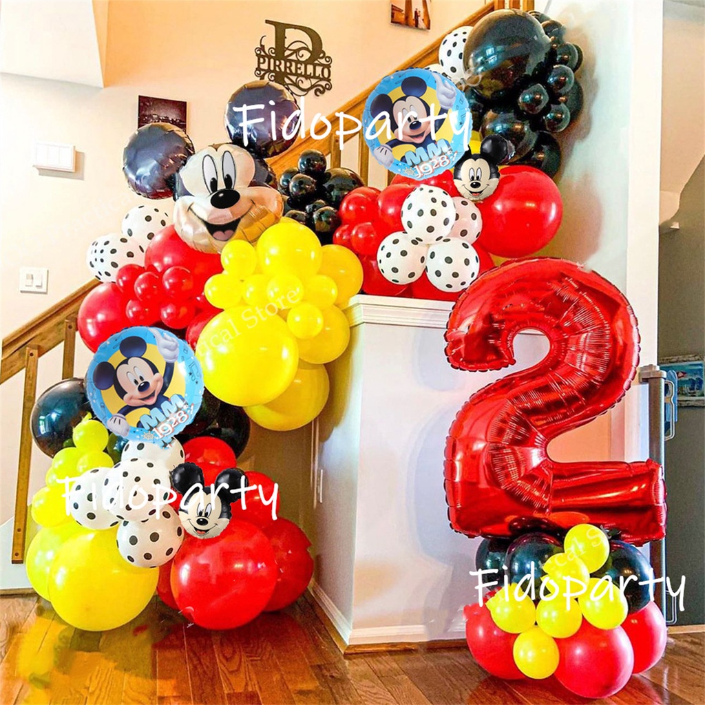 Disney Mickey Mouse Balloon Garland Arch Kit 32inch Red Number Balloon ...