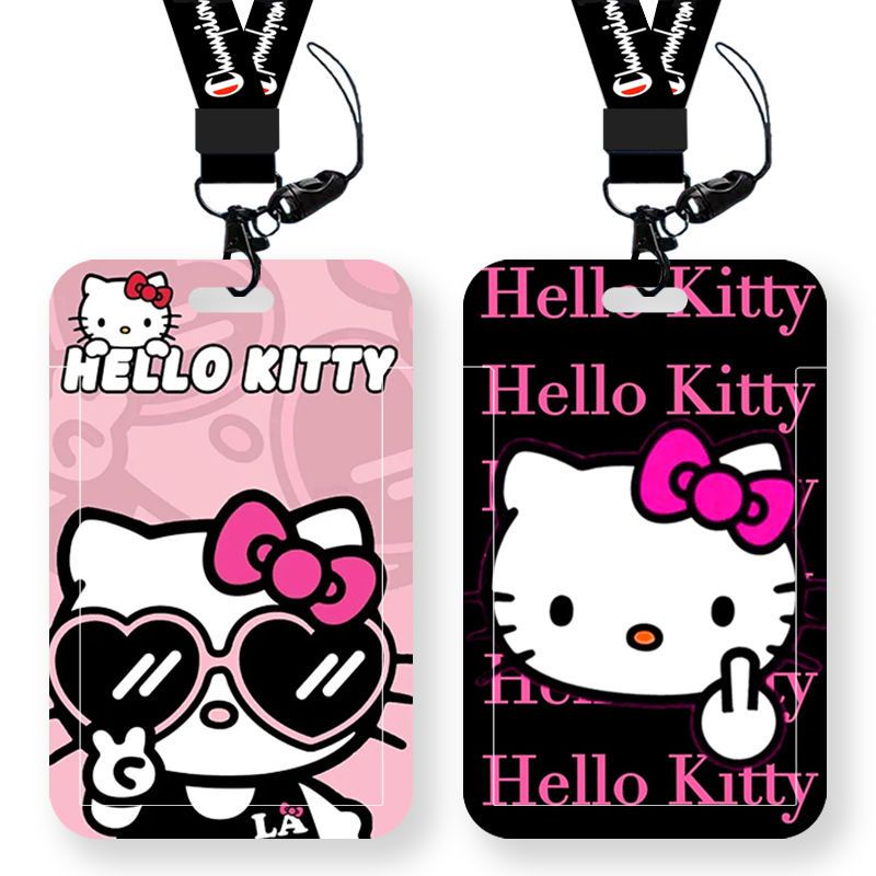 Cute Hello Kitty Card Holder With Neck Lanyard ID Badge Name Tag ...