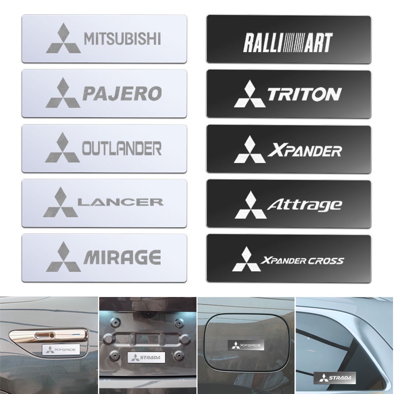 4 Pcs Mitsubishi Mirror Metal Car Logo Stickers Label 3D Badge ...