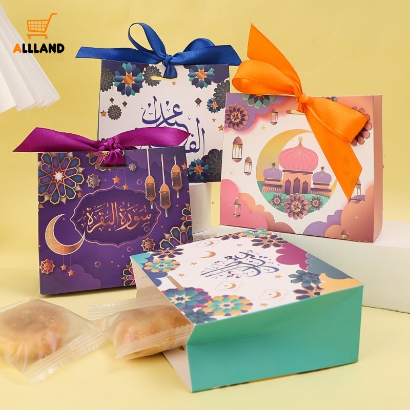Colorful Eid Mubarak Gift Box With Ribbon Ramadan Kareem Candy Biscuit ...