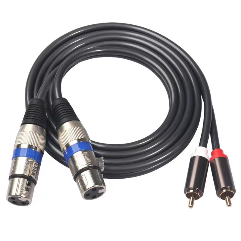 1.5m Copper Dual XLR Female to RCA Male Jack Connector Audio Signal ...