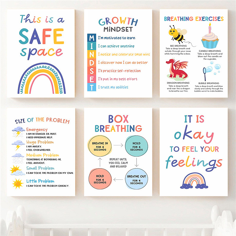 Kids Growth Mindset Rainbow Mental Health Alphabet Poster Nursery Baby ...