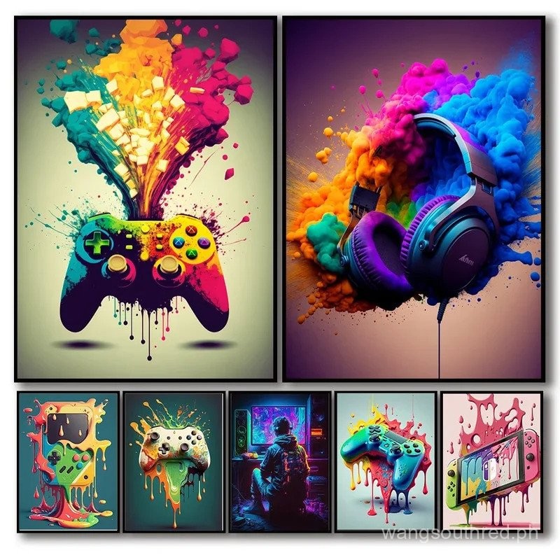 Colorful Game Controller Wall Art Poster Prints Nordic Aesthetic ...