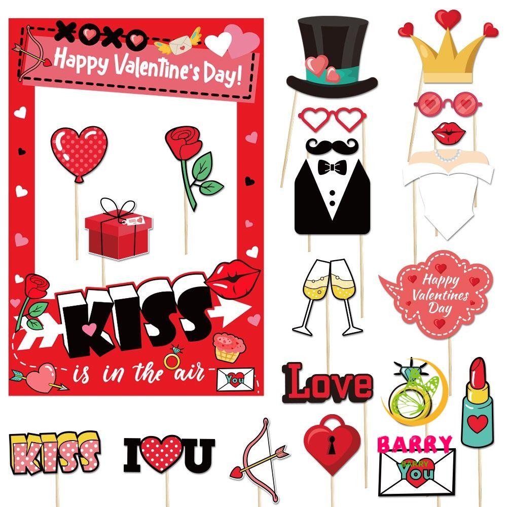 BARRY Kiss Photo Booth Props, Romantic Handmade Selfie Picture Frame ...