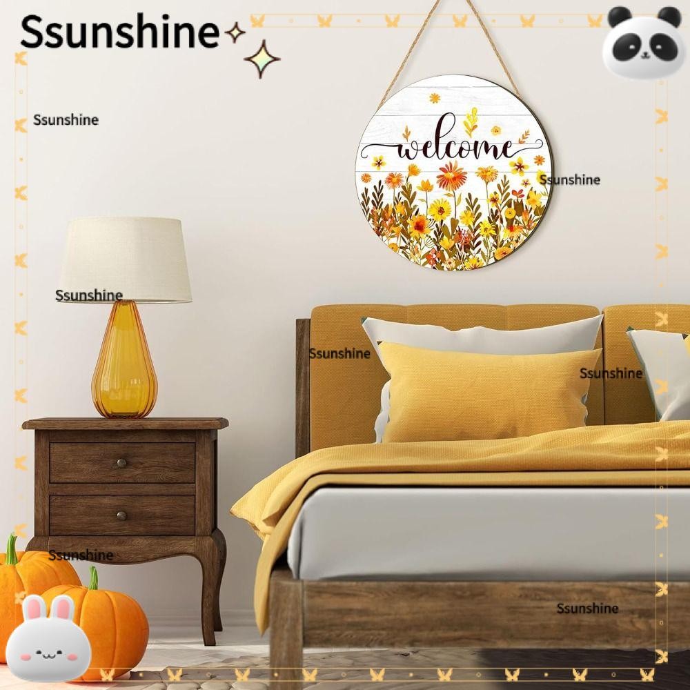 SSUNSHINE Welcome Hanging Sign, Flowers and Plants Wood Wooden Welcome ...