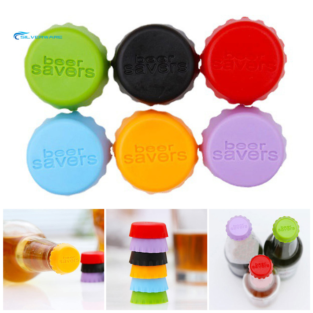 [SILVE] 6Pcs Silicone Beer Bottle Caps Set Sealed Beer Bottle Topper ...