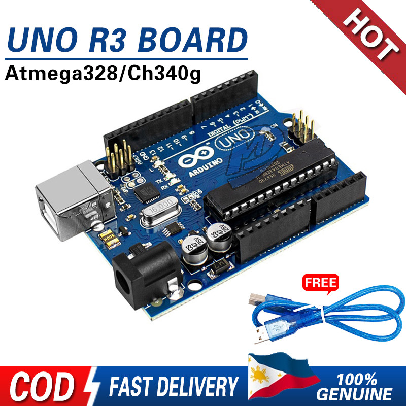 【Fast Shipping】ORIGINAL Arduino Uno R3 Board Atmega328/Ch340g With USB Cable For Arduino ...