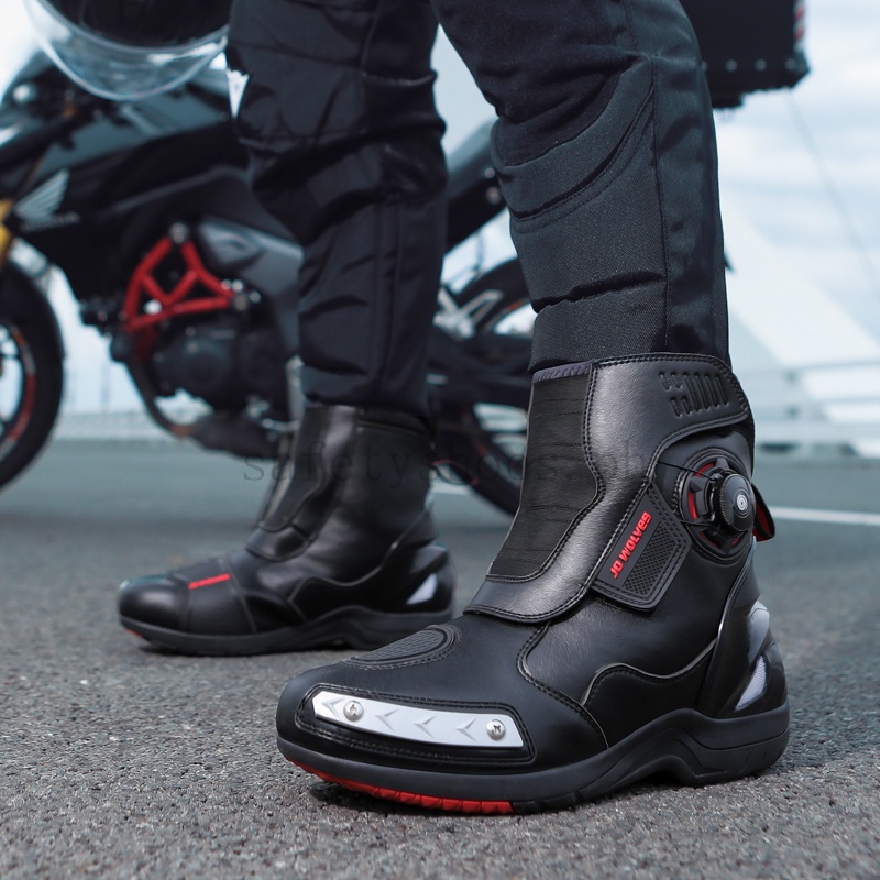 New Fashion Leather Motorcycle Shoes Men Motorcycle Riding Boots ...