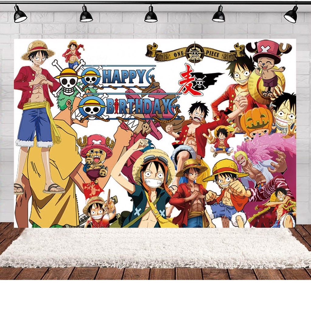 One Piece Birthday Banner Background Luffy Boy Party Decoration ...