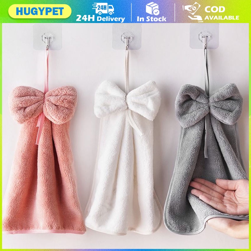 Thick Kitchen Towel Soft Handkerchief Bow Knot Face Towel Coral Velvet ...