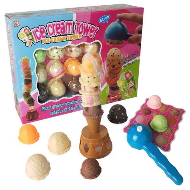Ice Cream Stacking Tower with Scooper Ice Cream Tower Gift for Kids ...