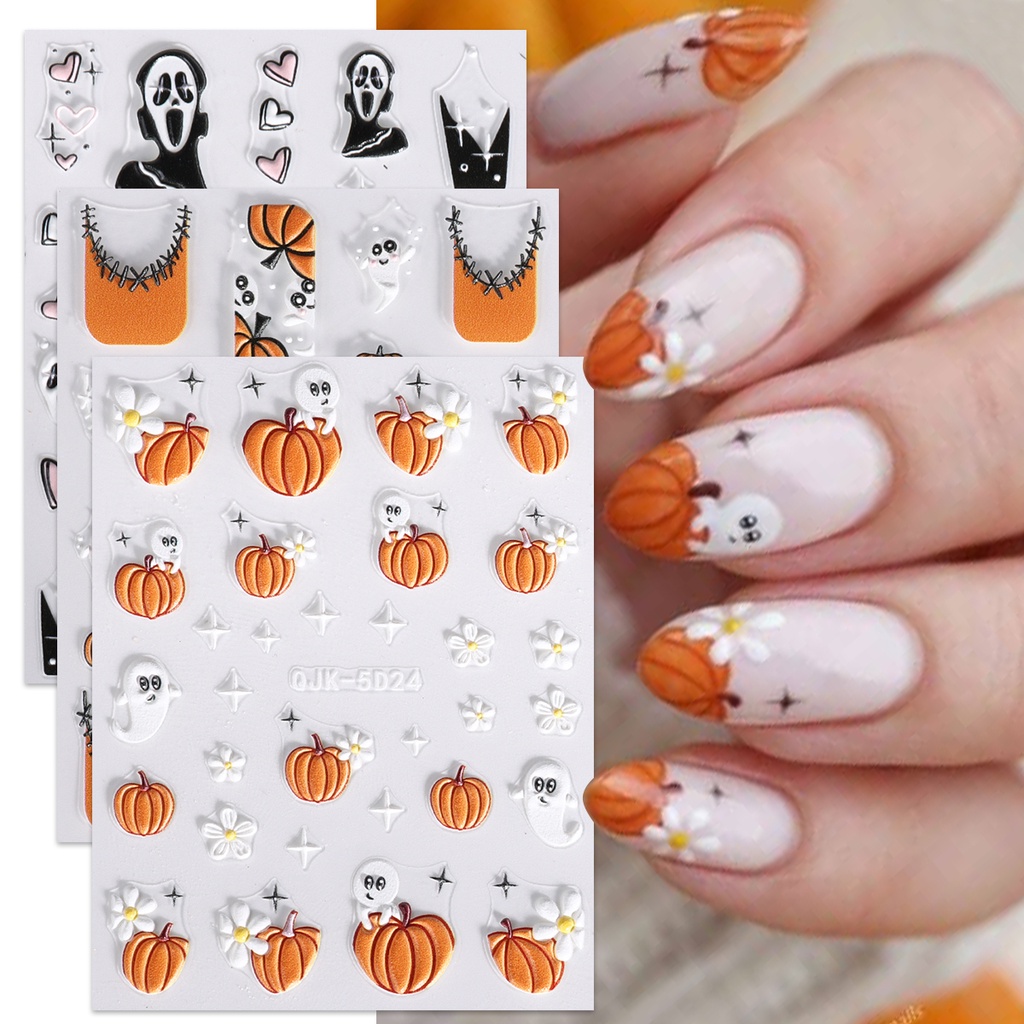 HAMA NAIL 5D Embossed Nail Art Stickers Wholesale Halloween Cartoon ...