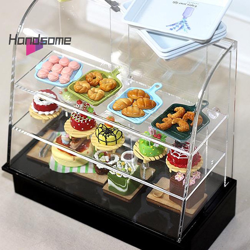 Handsome- 1:12 Miniature Cake Counter Showcase Cabinet Dollhouse ...