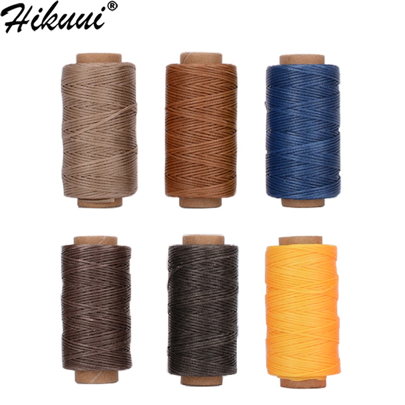 50m x 6 Spools Leather Sewing Waxed Thread 0.8mm Flat Wax Thread ...