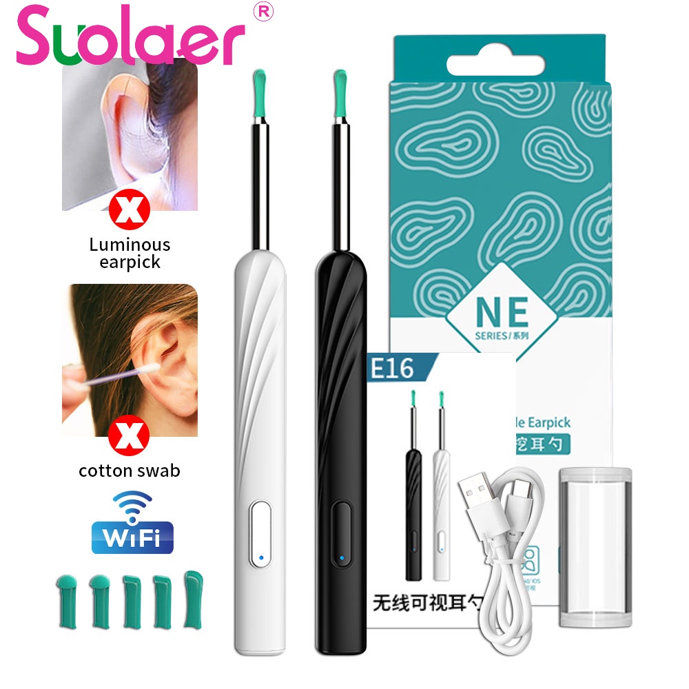 Wireless Wi-fi Visual Ear Cleaner Smart Visual Sticks Otoscope 1080P HD ...