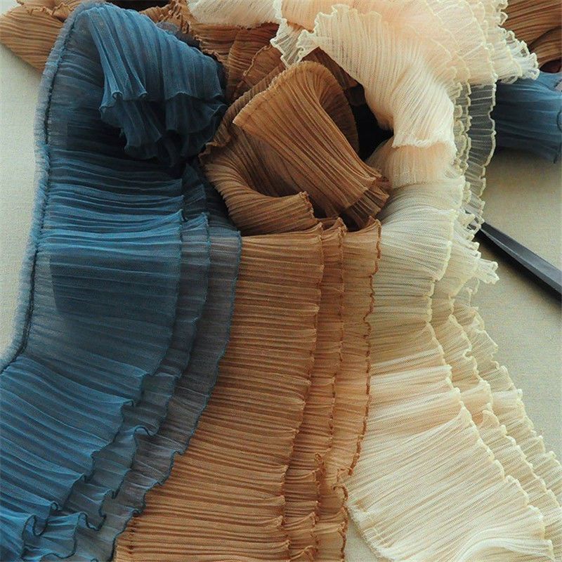 15CM Wide Three-layer Mesh Fabric Pleated Lace Fabric for DIY Lolita ...