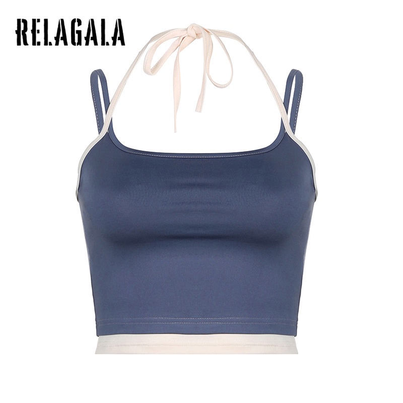 RelaGala Women's New Street Contrasting Square Neck Suspender Casual ...